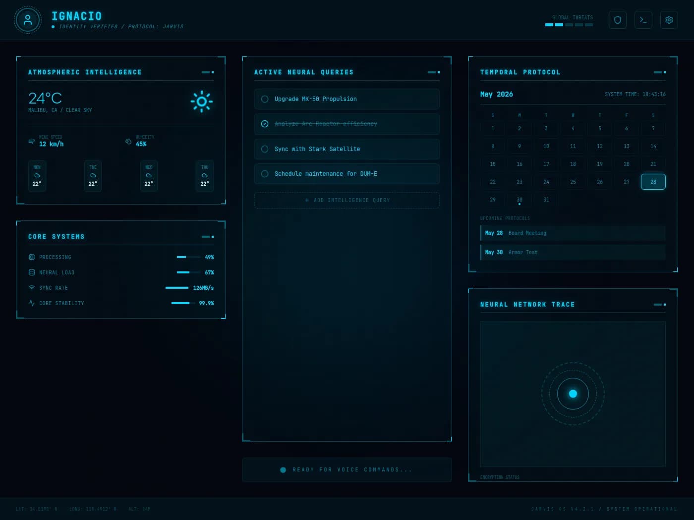 Jarvis Dashboard Interface
