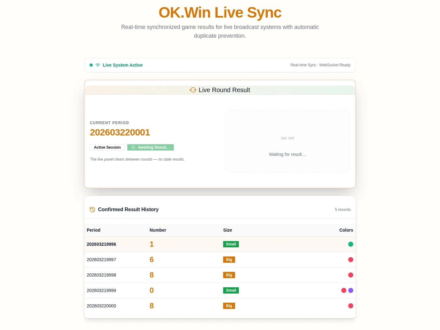 OK.Win Live Result Sync