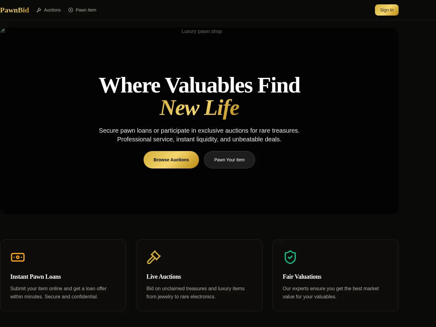 PawnBid Marketplace