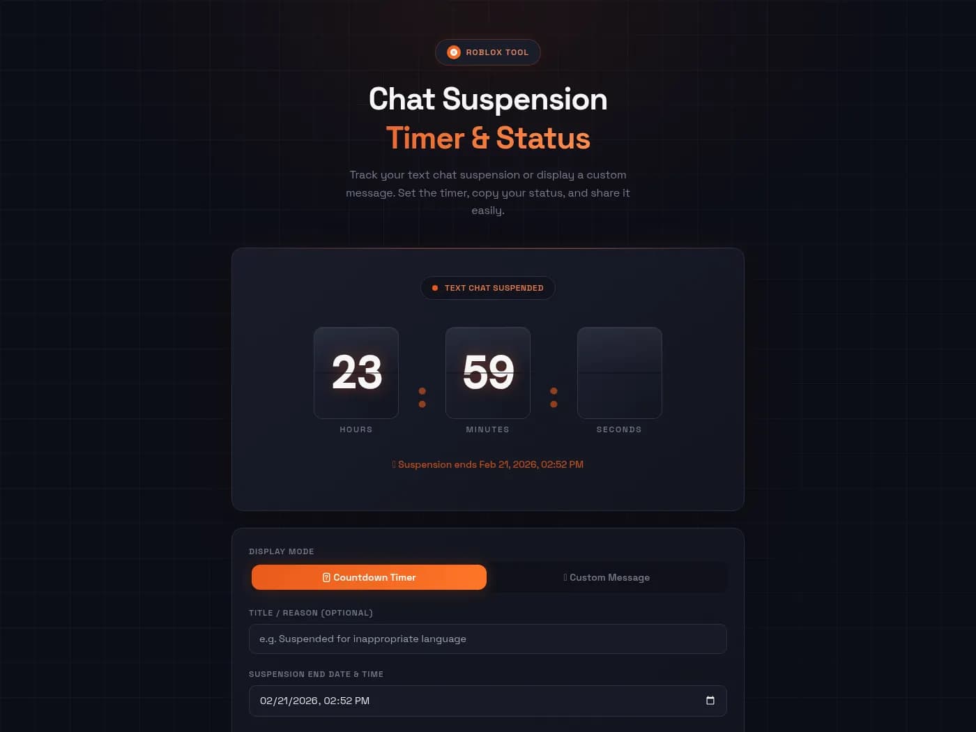 Roblox Chat Suspension Timer