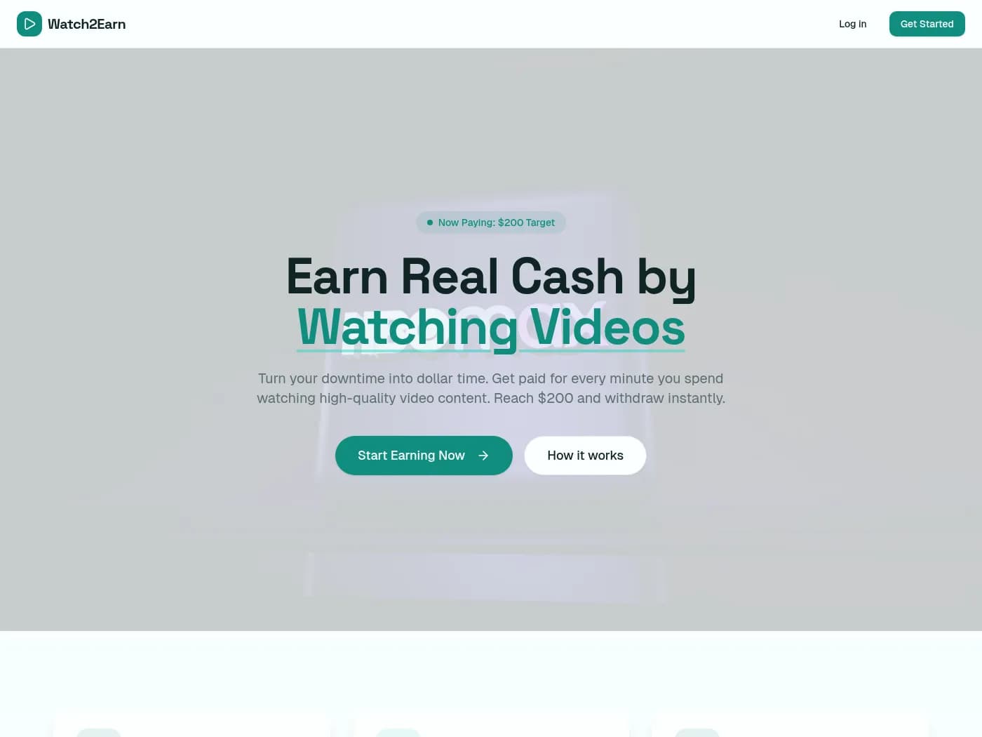 Watch2Earn Web Platform a day