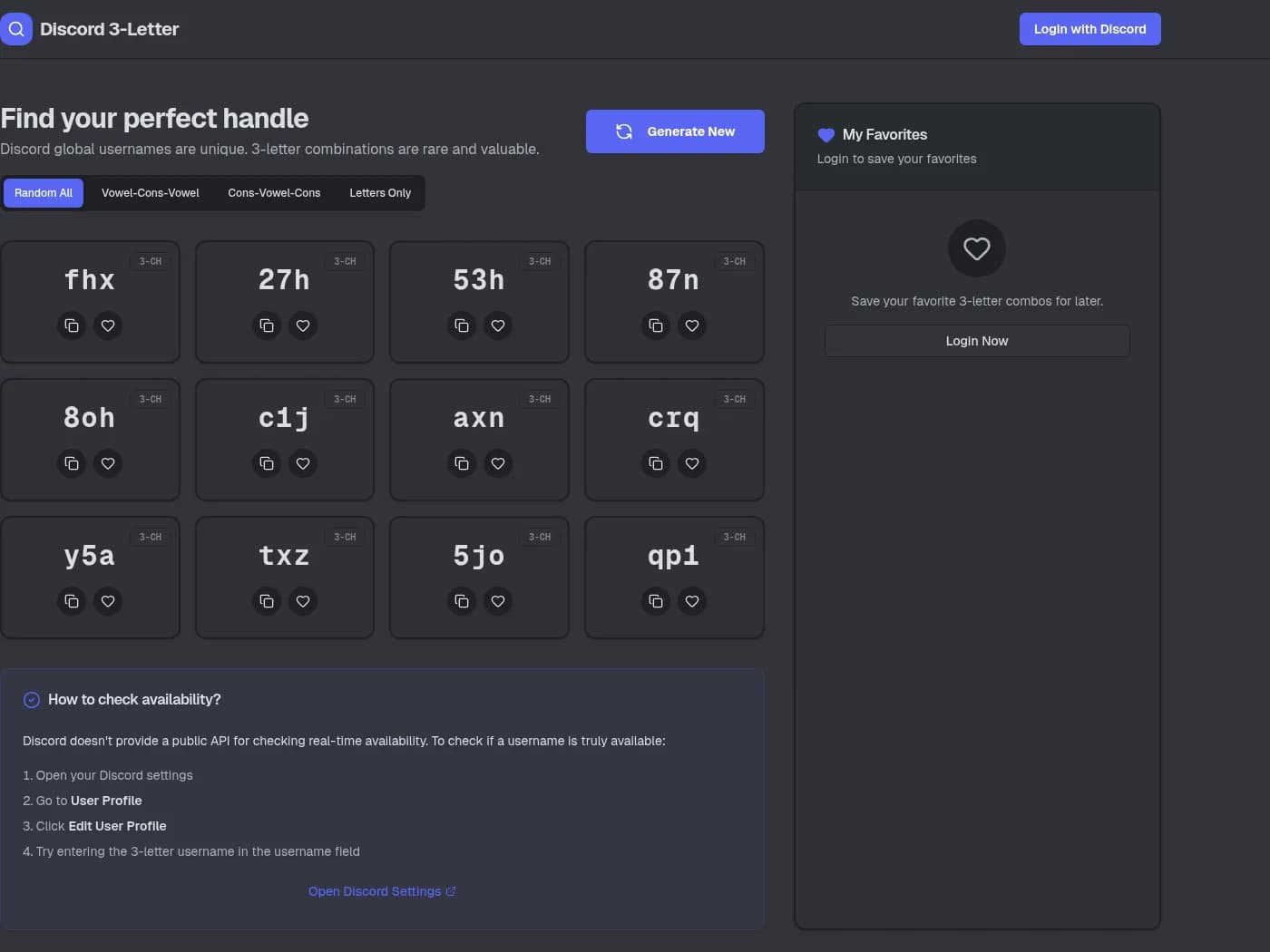 Discord 3-Letter Finder