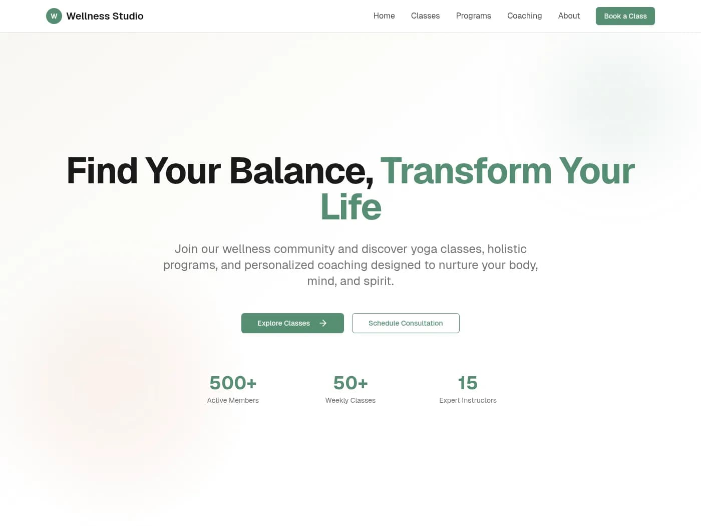 Wellness Studio Web Hub