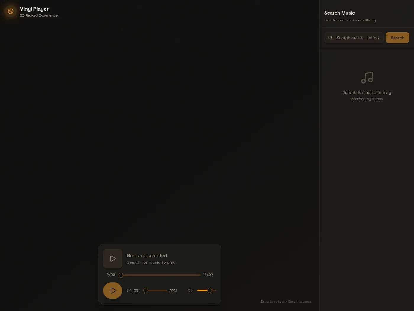 3D Vinyl Record Player Web App