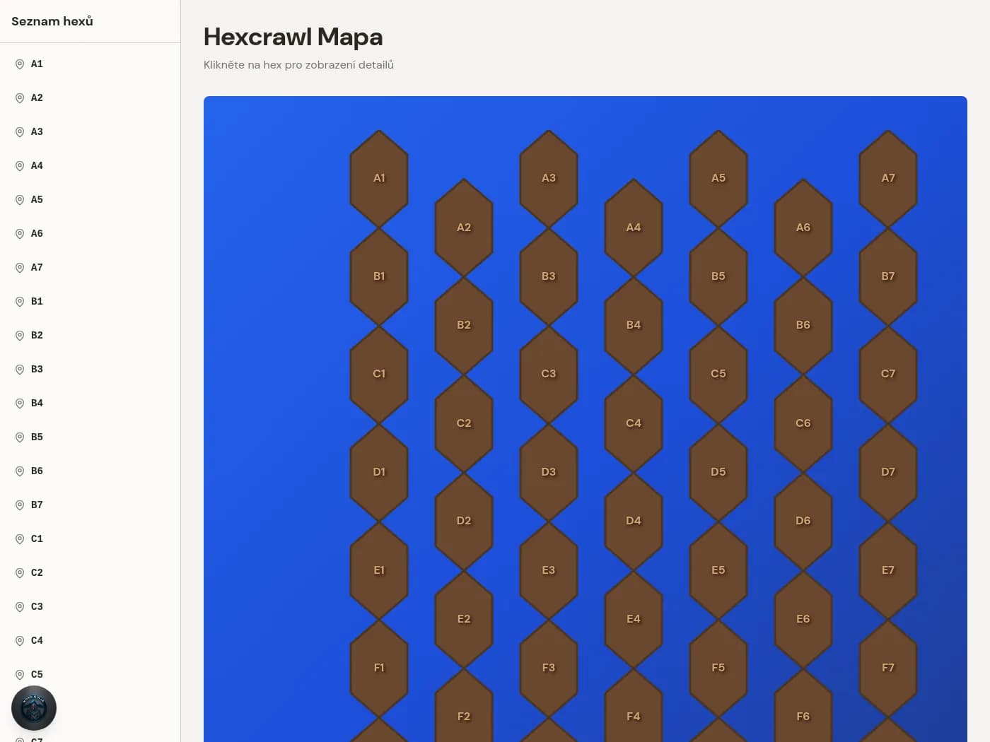 Hexcrawl Manager for TTRPG with Multi-GM Support (Czech Language)