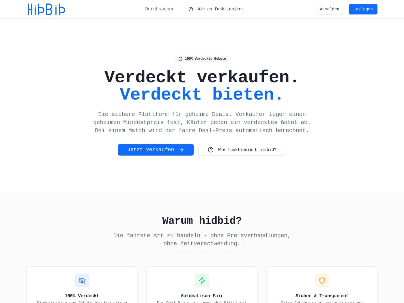 hidbid – Verdeckte Bietplattform für geheime Deals (DE/EN)