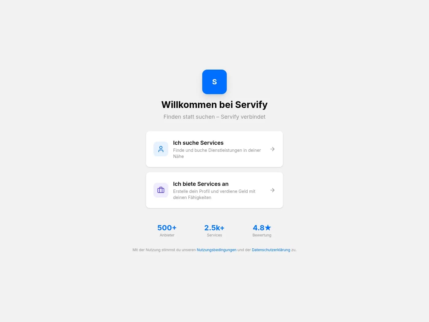 Servify – Zwei-seitige Service-Plattform für Anbieter & Kunden