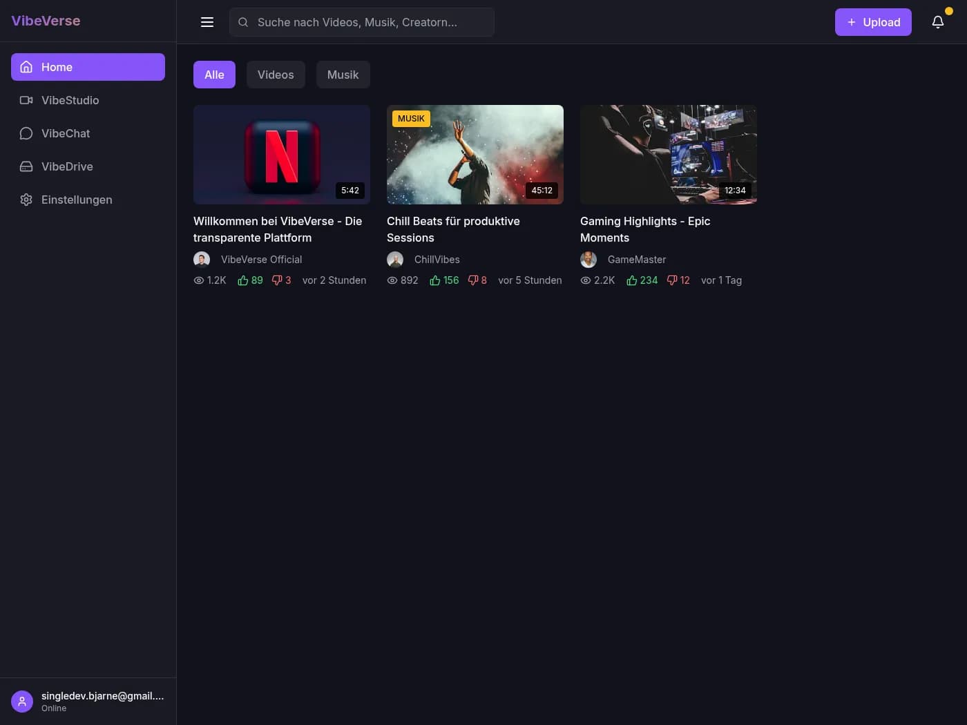 VibeVerse: Die transparente, kostenlose Multimedia-Plattform für Creator & Community
